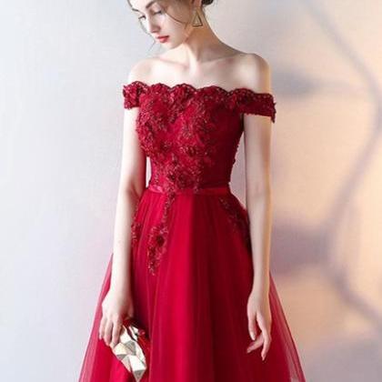 Charming A-line Off-the-shoulder Red Short Prom Dress Homecoming ...