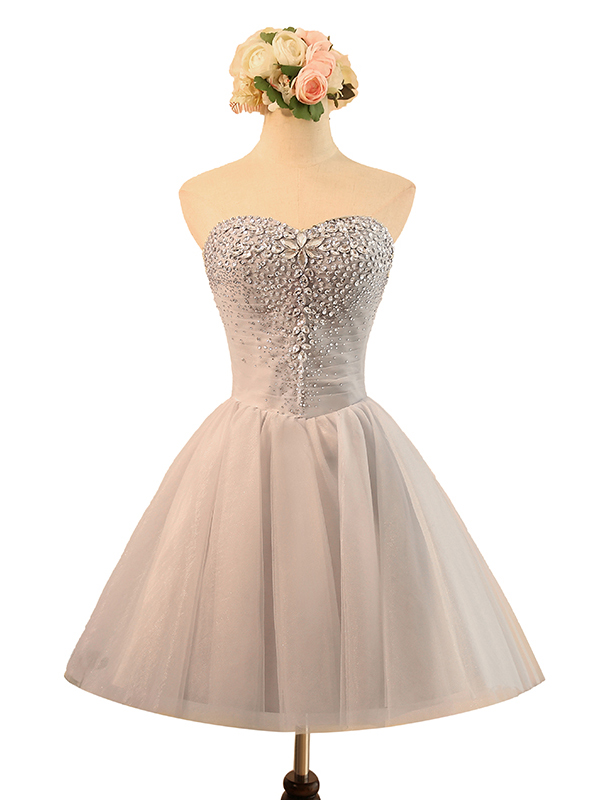 A-line Sweetheart Short Mini Tulle Short Prom Dress Homecoming Dresses ...