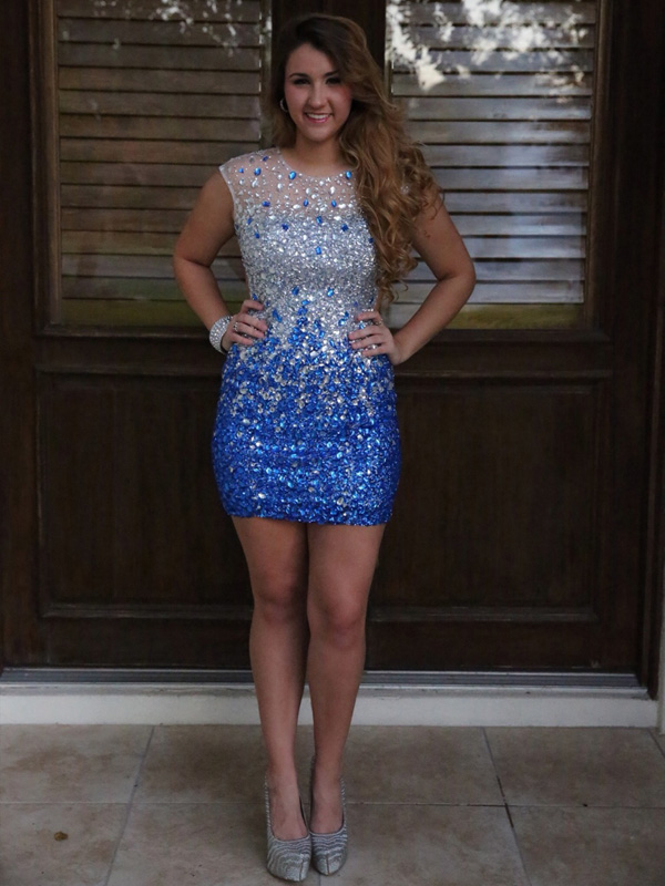 Prom Dresses Blue,royal Blue Sheath Column Scoop Short Mini Tulle ...